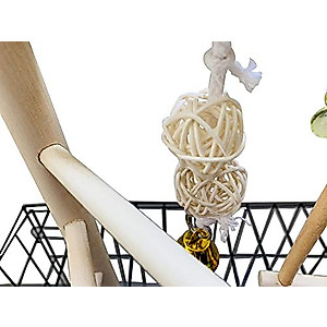 Hamiledyi Parrot Playground Parakeet Perches Outside Cage Bird Climbing Ladder Swing Toy Natural Wood Cockatiel Play Gyms Stand for Small Conure Love Birds Finch African Grey Macaw Amazon Budgies