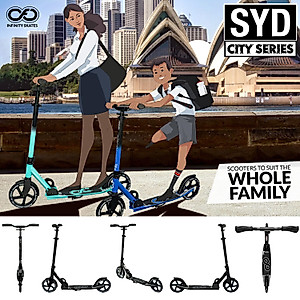 Crazy Skates Foldable Kick Scooter - Kick Scooters for Adults, Teens and Kids with Carrying Strap - Fast Folding, Adjustable Handlebars and Lightweight - Sydney Scooter (SYD) - Black
