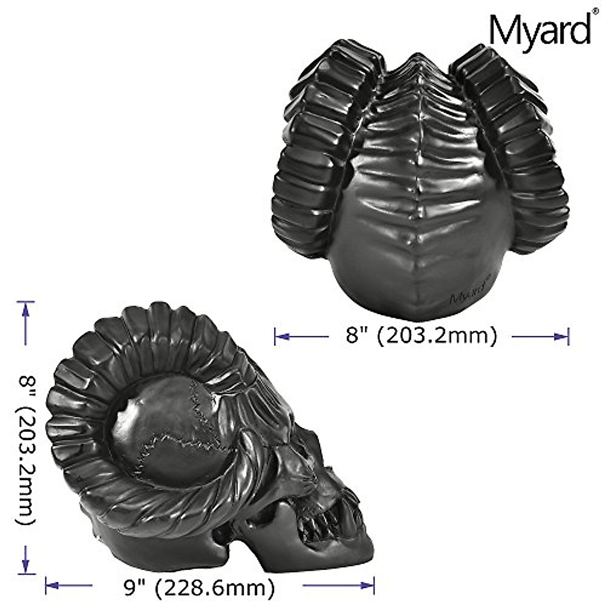 MYard Fireproof Demon Fire Pit Skull (Hollow, Flame from Eye Holes) Gas Log for Fireplace, Firepit, Camp Fire, Halloween Decor (Demon Black Skull, 1pk)