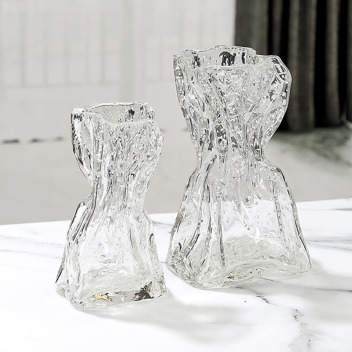 NBHUZEHUA Luminous Glass Vases & Faux Flower Bud Vase Centerpieces Wedding Reception Decorations Birthday Gifts Women