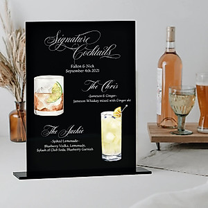 JINMURY 8x10 Inch Black Acrylic Sign with Stand | 5 Pack Blank Acrylic Table Signs and Base for DIY Wedding Table Numbers, Wedding Signage, Events& Parties (Black, 8x10 Inch)