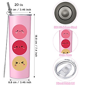 Fumete 3 Pcs Thank You Pink Gift Set Include 20 oz Preppy Stainless Steel Tumbler Preppy Notebook PU Leather Waterproof Makeup Cosmetic Bag Valentine‘s Day Graduation Back to School Gifts(Smile Face)