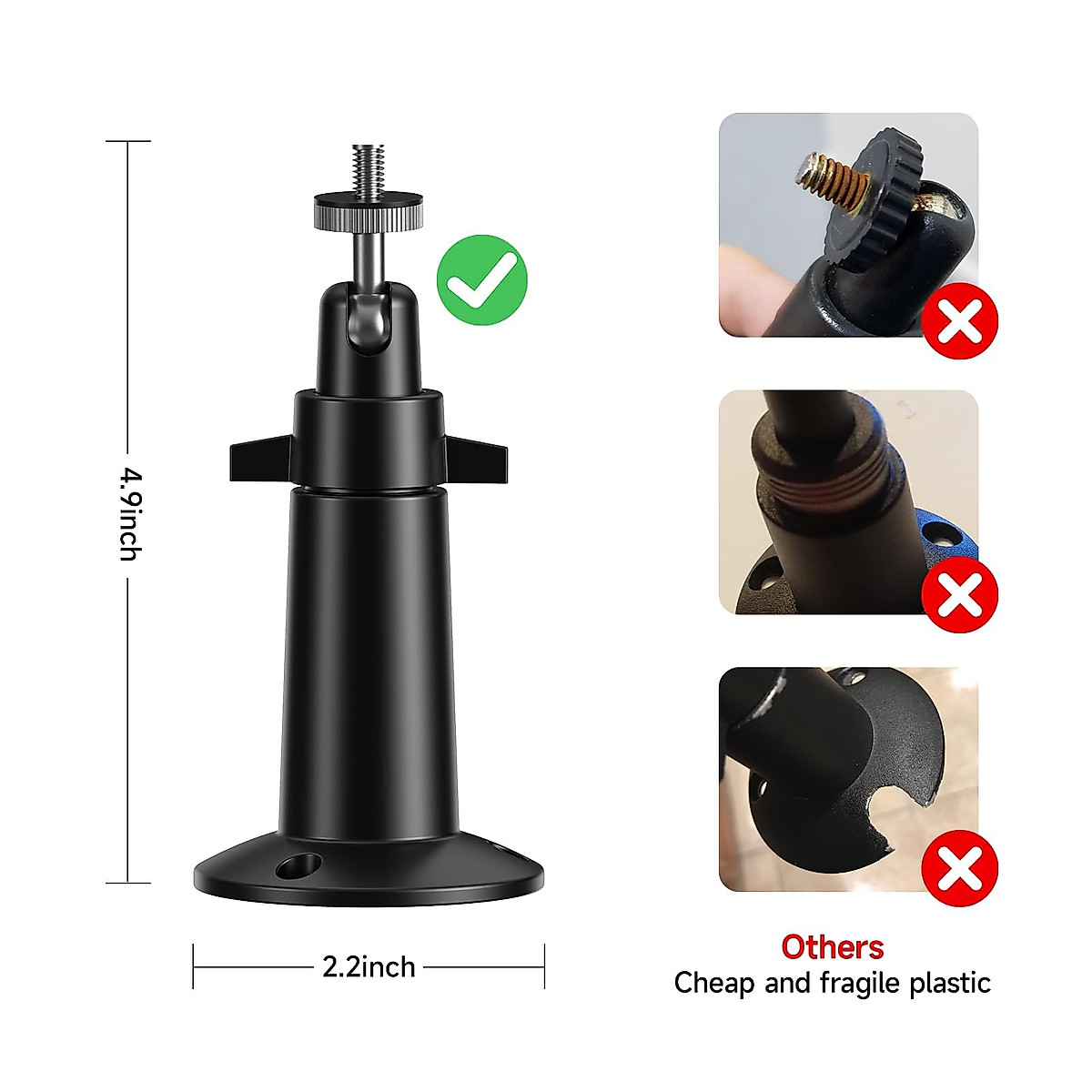 OLAIKE Housing and Metal Wall Mounting Bracket(3 Pack) for Blink Outdoor 3 (3th Gen) /XT/XT2,Weatherproof Protective Cover & 360° Adjustable Security Mount with Blink Sync Module Outlet Mount, Black