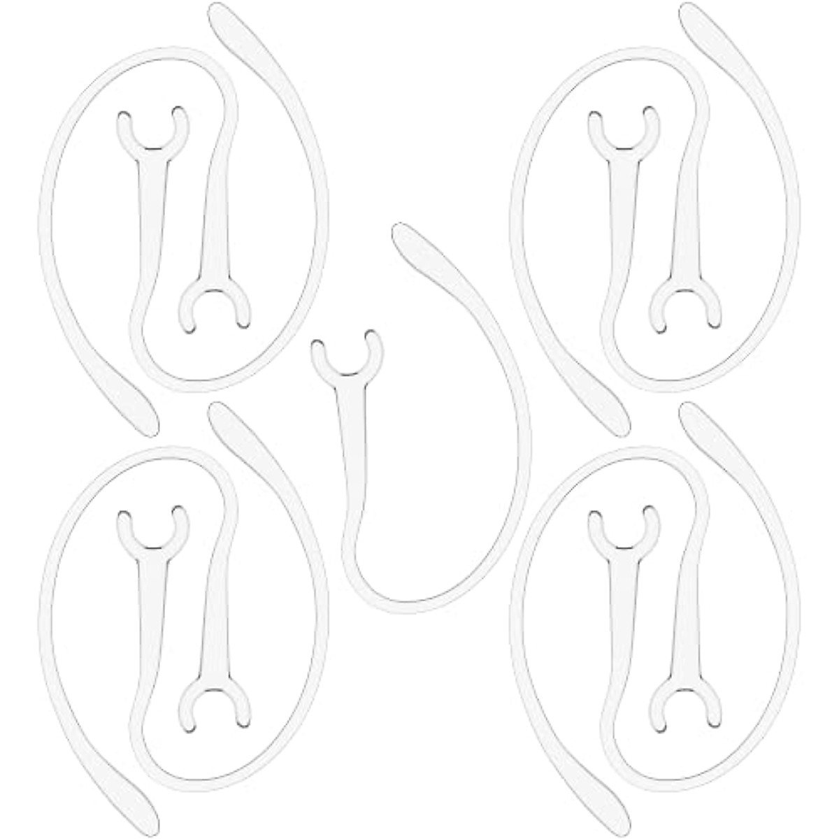 Flexible Ear Hooks for Wireless Headset 6mm Small Clamp Holder Clips, Replacement Ear Loops Earpiece Accessories, Clear, 9 Pack