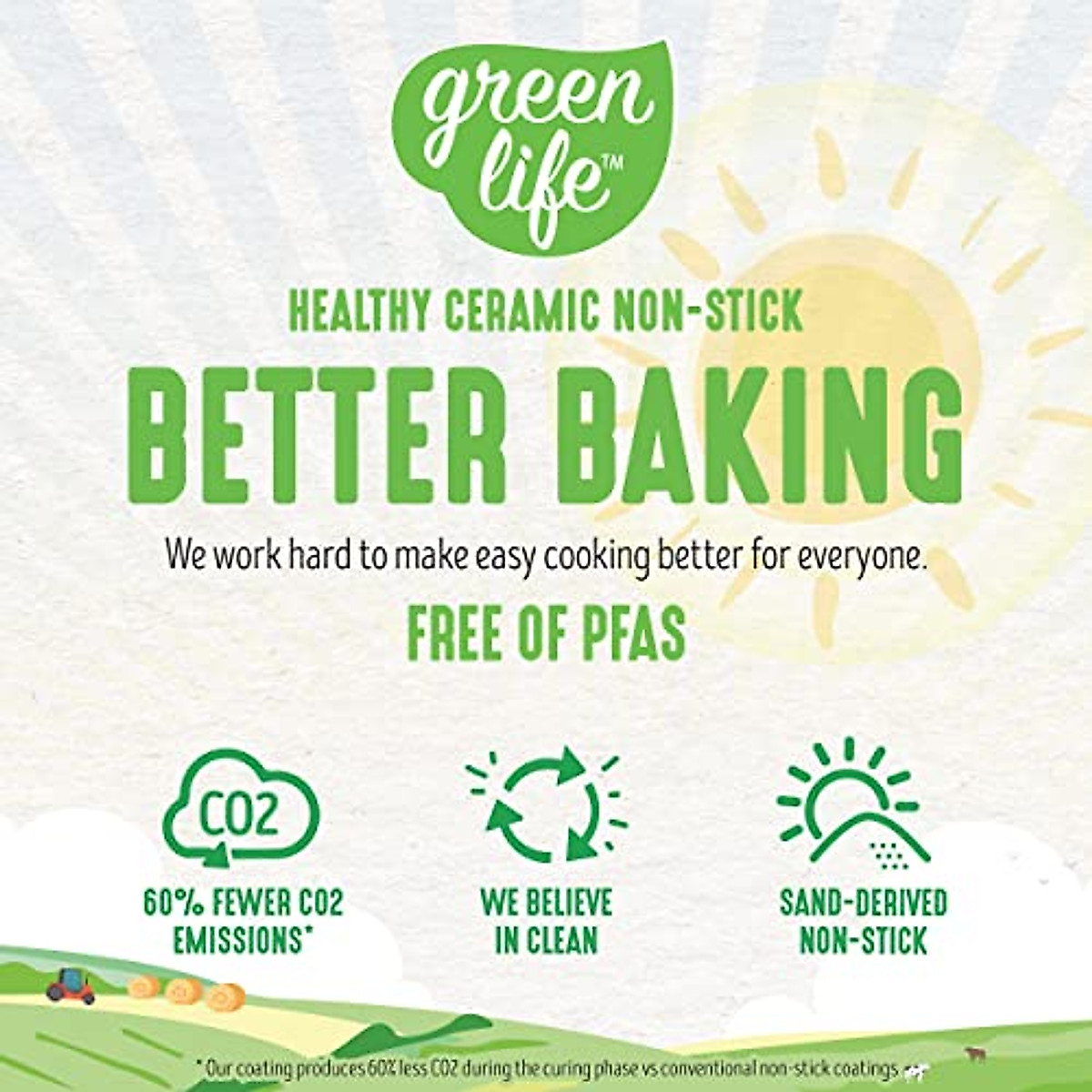 GreenLife Bakeware Healthy Ceramic Nonstick, 13" x 9" Rectangular Cake Baking Pan, PFAS-Free, Turquoise