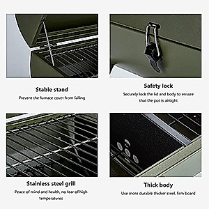 ATAAY Barbecue tool set Outdoor Charcoal Grill, Durable Steel Barbecue Tool Kits with Arch Design Suitable for Outdoor Campers Barbecue Lovers Travel Parks Beaches Wild