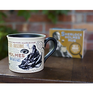 The Unemployed Philosophers Guild Sherlock Holmes Coffee Mug - Featuring Quotes from the Famous Detective, Rules of Deduction, Intriguing Images, and More, Comes in a Fun Box, 14 oz.