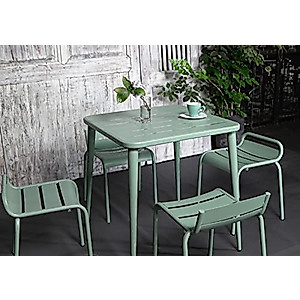 Lisuden Set of 2 Indoor-Outdoor Metal Dining Chairs, Patio Bistro Chair, Lower-Back Cafe Chairs with 18" Seat Height (Pea Green)