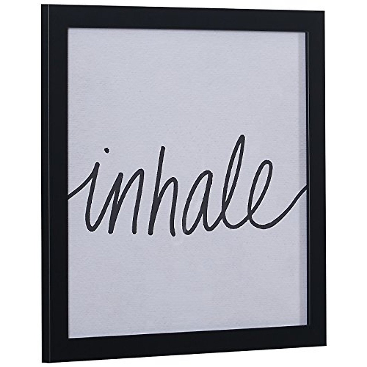 Amazon Brand – Stone & Beam Modern Black and White Inhale Word Art in Black Frame, 14" x 14"