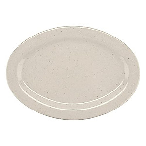 G.E.T. Heavy-Duty Shatterproof Plastic Melamine Serving Platter, 14" x 10", Ironstone (Set of 12)