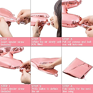 Happy Birthday Aluminum Foil Banner Balloons for Birthday Party Decorations and Supplies (Pink)