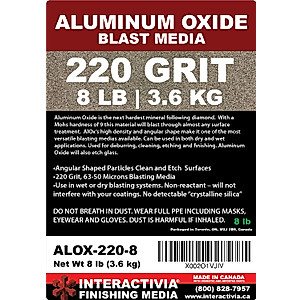 #220 Aluminum Oxide - 8 LBS - Ultra Fine Sand Blasting Abrasive Media for Blasting Cabinet and Blasting Guns.