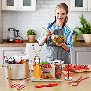 Pisol Canning Supplies Starter Kit, 7 Piece Canning Tools Set with Stainless Steel Rack, Wide Mouth Funnel, Kitchen Tongs, Jar Lifter, Magnetic Lid Lifter, jar Wrench, Bubble Popper