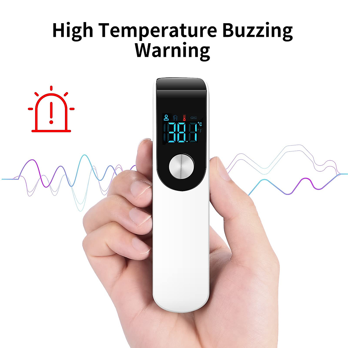 Forehead Thermometer for Adults, 3 in 1 Digital LCD Display, Fever Alarm, Accurate Reading and Memory Function Non-Contact Forehead Thermometer for Body (White)