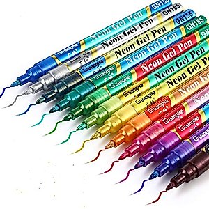 Outus 12 Colors Metallic Marker Pens, Glitter Double-Color Art Paint Marker Metallic Painting Pens for Card Making, Photo Album Drawing, Signature Lettering, Writing