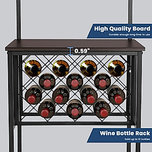 Aomedeelf Wine Rack Table Wine Bar Cabinet for Liquor and Glasses Modern Freestanding Floor Liquor Bar Cabinet with Storage Rack and Shelf Wine Bakers Rack for Home Kitchen Dining Room