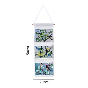 LUSandy DIY Birds Diamond Painting Hanging Storage Bag, Over The Door Wall Mount Diamond Art Closet Organizer, Hanging Storage Pouches with 3 Pockets for Bedroom & Bathroom