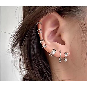 SugarTang Ear Piercing Kit | Disposable Ear Piercing Gun Kit Made in 316L Surgical Stainless Steel with 4mm - 4prong Cubic Zirconia | At Home Self Ear Piercer Kit with Earrings Stud | 4 Pack