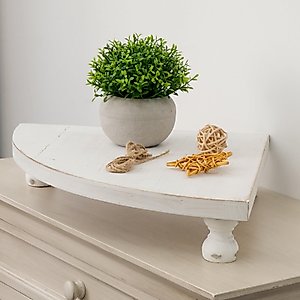 Corner Counter Wood Shelf, Rustic Pedestal Stand, Farmhouse Corner Shelves Stand, Tray Riser for Coffee Bar, Bathroom Countertop Organizer Corner, Centerpiece Display Riser for Kitchen, Bathroom