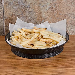 G.E.T. RB-880-BK Round Serving Basket with Base and Drainage Slots, 10.5", Black (Set of 12)