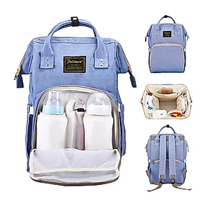 Arolly Multi-Function Waterproof Diaper Bag Travel Backpack Nappy Tote Bags for Baby Care, Large Capacity, Stylish and Durable (Blue)