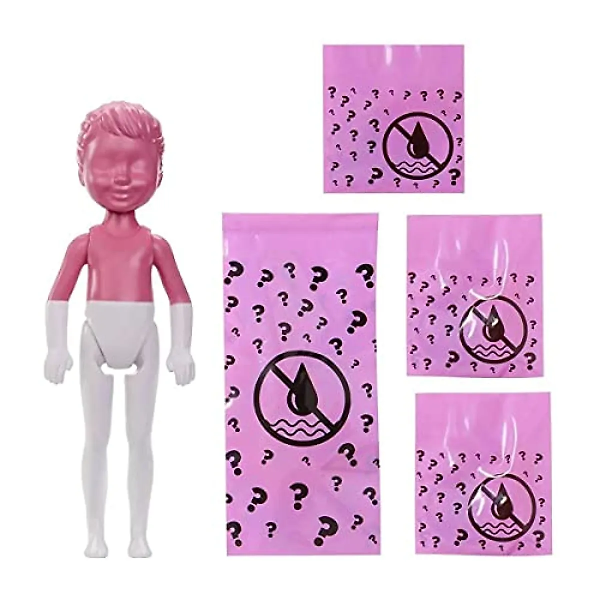Barbie Color Reveal Chelsea Doll with 6 Surprises: 4 Mystery Bags Contain Hair Piece, Skirt, Shoes & Accs.; Water Reveals Doll’s Look & Color Change on Bodice; Color-Block Series [Styles May Vary]