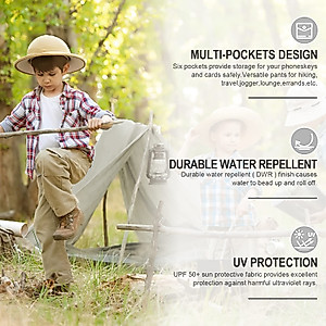 linlon Kids' Cargo Pants, Boy's Casual Outdoor Quick Dry Waterproof Hiking Climbing Convertible Trousers #9016-Army Green-XS