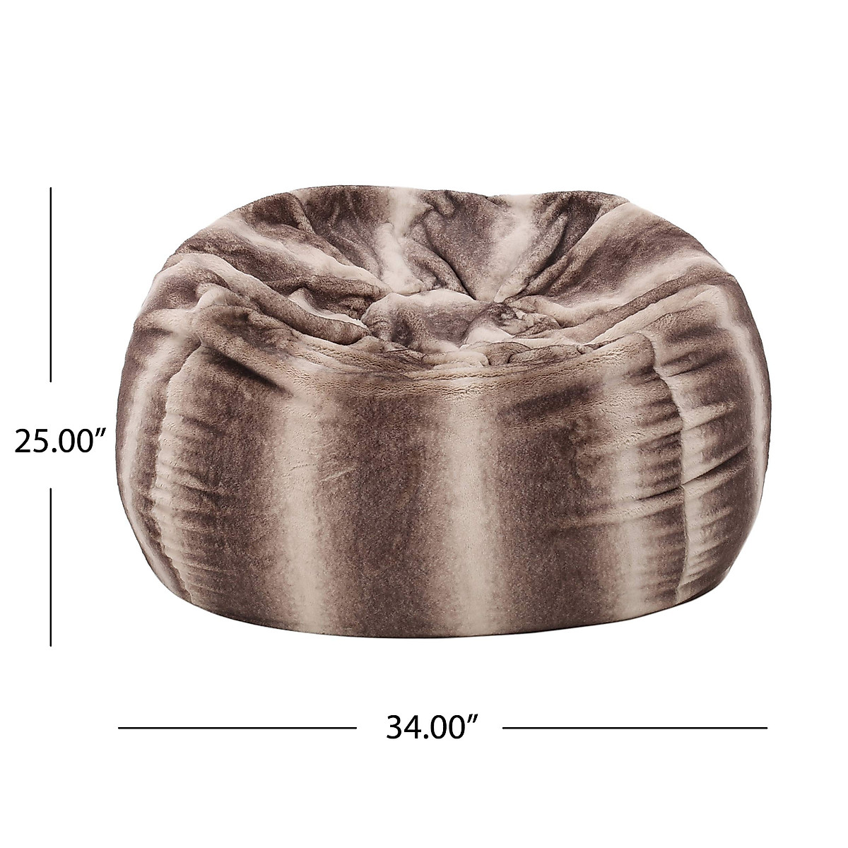 Christopher Knight Home Heavy Metal Inc Meridian Bean Bag Plush Faux Fur Chair | Comfortable and Fun Beanbag for The Whole Family| Non-Spill Memory Foam Filling (Oak Brown Stripes), Small