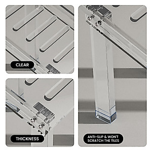 Sumerflos Acrylic Shower Stool for Shaving Legs - Clear Bathroom Shower Foot Rest, Non-Slip Foot Step Stool for Inside Shower & Pedicure for Small Shower Spaces Waterproof Sturdy