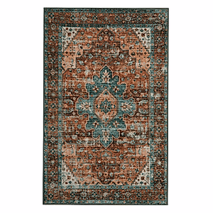 Lahome Boho Retro Ultra-Thin Indoor Door Mat,Washable Non-Slip 20"x32" Small Entryway Rugs Rubber Absorbent Doormats Low-Profile Inside Dirt Trapper for Entry Front Door Entrance