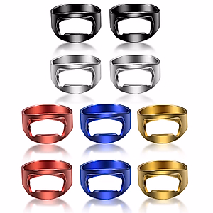 10 Pieces Ring Bottle Opener Stainless Steel Beer Bottle Opener Colorful Finger Bottle Opener for Party Present Supplies