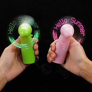 Kittmip 24 Pcs Portable Handheld Fan Mini Battery Powerful Fan Hello Summer LED Fan Small Personal Fan Party Favor Summer Gift for Travel Office Outdoor