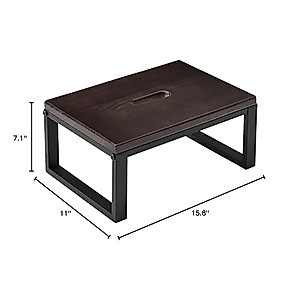 Wooden Step Stool for Adults Kids with 350lbs Load Capacity, Bed Steps with Handy Handle & Non - Slip Rubber Feet, Sturdy Wood Step Stool for Bedroom, Kitchen, Bathroom, RVS