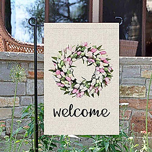 Outdoor Garden Flag, Welcome Garden Flag 12 x 18 Inch, Garden Flag Banner Flag, Garland-The maximum width of the flag used for outdoor garden lawns is 12.5 inches