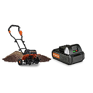 SuperHandy Tiller Cultivator Rototiller Electric Portable 40V 14" Inch Tilling Width 4 Premium Steel Adjustable for Garden & Lawn, Digging, Weed Removal & Soil Cultivation with Extra Battery