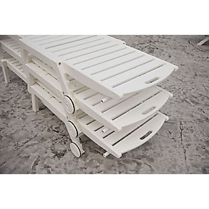 POLYWOOD NAW2280WH Nautical Wheeled Chaise, Stackable, White