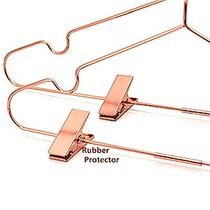 Koobay 16.5" Adult Rose Gold Metal Wire Clips Clothes Hangers, 25 Pack, Shiny Wire Clips Coat Suit Clothes Hangers Storage