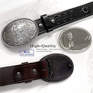 H8136 Western Floral Engraved Pattern Rope Edged Belt Buckle Fits 1-1/2"(38mm) Belt (Copper)