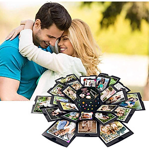 Explosion Gift Box - Photo Box, A Creative Six-sided Gift Box. Love Memory DIY Handmade Photo Album Scrapbook, A Surprising Birthday Gift, Ideal for Weddings, Christmas or Valentine's Day
