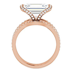 5 CT Emerald Cut Engagement Ring Set for Women Moissanite Ring Solitaire Halo Promise 925 Silver 10K/14K/18K Solid Rose Gold Bridal Ring Set (8)