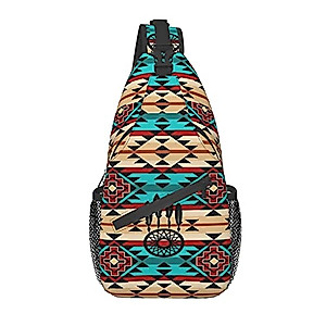 ASYG Cute Native American Sling Bag Crossbody Chest Daypack Casual Backpack American Indian Shoulder Bags for Women Men