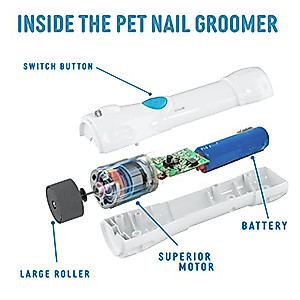 Bell+Howell Pawperfect Cordless Dog and Cat Nail Trimmer Rotating File with Safety Guard, 5000-7000 RPM's, Gentle and Painless Dremel Dog Nail Grinder w/ 3 Modes with 3 Replacement Rollers