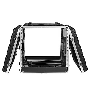 Sound Town Lightweight 10U PA DJ Rack/Road Case with 9U Rack Space, ABS Construction, 19” Depth, Retractable Handle, Wheels and Heavy-Duty Latches (STRC-A10UT)