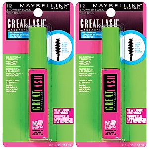 Maybelline New York Great Lash Waterproof Mascara Makeup, Brownish Black, 2 Count