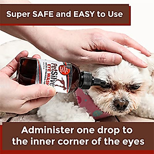 PetSilver Eye Wash Drops for Dogs and Cats with Chelated Silver, Made in USA, Natural Eye Solution, Relief for Inflammation & Eye Irritation, Easy to Apply, 4 fl oz
