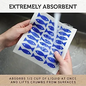 Nordhus Design Swedish Dishcloths for Kitchen, 10 Cloths, Made in Sweden - Reusable, Washable Cellulose Cotton Kitchen Cloths - Replace Paper Towels, Wipes, Sponges, Dish Rags