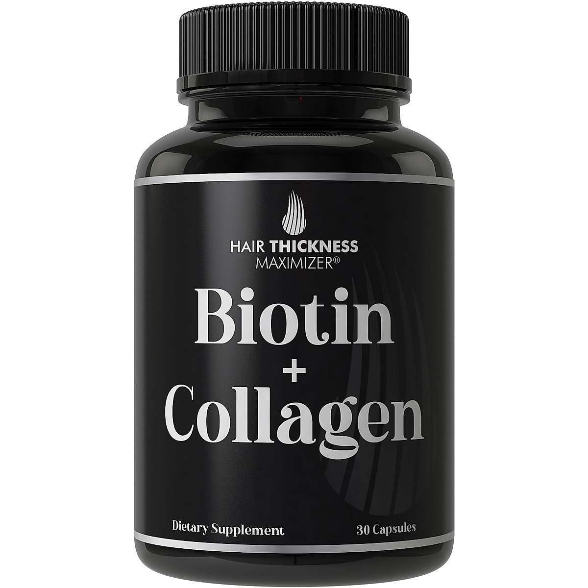Biotin and Collagen Supplements - 10000mcg Biotin + Bovine Collagen Advanced 2-in-1 Hair Growth + Thickening Vitamins Complex. Capsules Supplement for Women, Men with Thinning Hair and Hair Loss