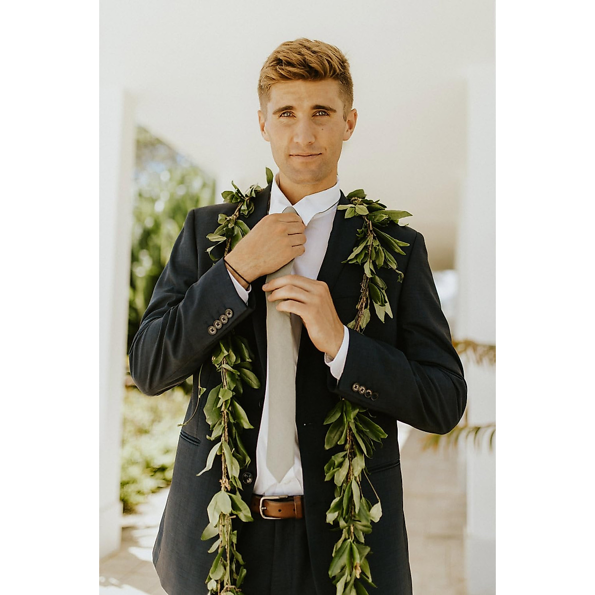 DAZI Men's Skinny Tie, Cotton Wool Linen Necktie, Great for Weddings, Groom, Groomsmen, Missions, Dances, Gifts. (Sage)