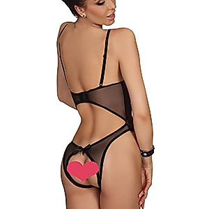 AIBINGGE Lingerie for Women One-Piece Teddy Lingerie Sexy Bodysuit Lace Nightie S-3XL(Black,L)