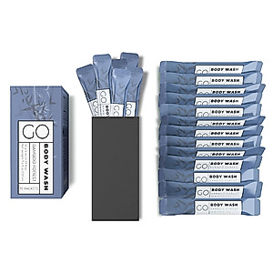 Go Essentials Travel Size Body Wash Packets – Single Use amenity for Women & Men. TSA Travel Size Toiletries